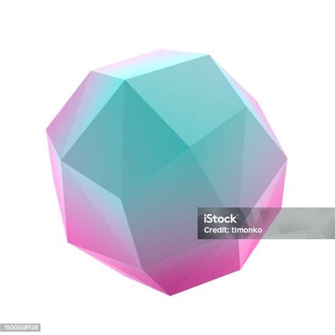 3d 요소 다각형 공 금속 기하학적 모양입니다 현실적인 광택 청록색과 라일락 그라데이션 고급 템플릿 장식 디자인 그림입니다 클리핑 경로로 격리된 미니멀한 밝은 원 볼륨 모형