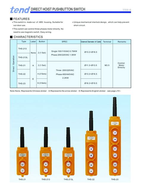 สวิทช์รอกhoist Push Button Switch