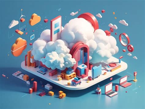 Premium Photo Navigating The Cloudscape Isometric Illustration Of Specialized Cloud Services