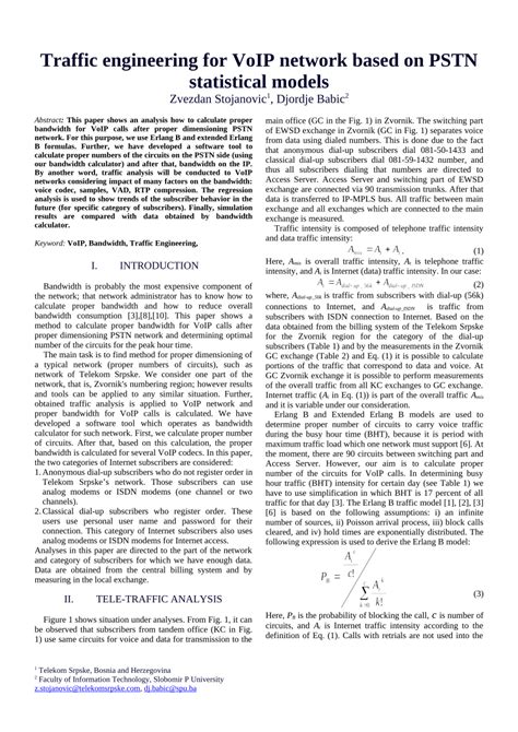 Pdf Traffic Engineering For Voip Network Based On Pstn Statistical Models