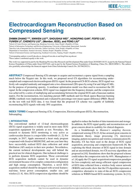 pdf electrocardiogram reconstruction based on compressed sensing