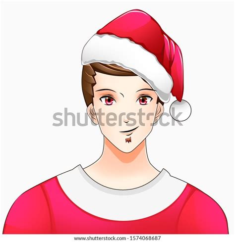 Anime Boy Hat On Chritsmass Day Stock Illustration 1574068687
