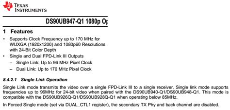 DS90UB947 Q1 OpenLDI Single Link Input FPD Link Dual Link Output Interface Forum