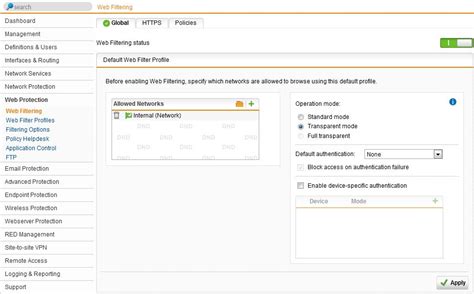 Utm 9 5 Web Profile Web Protection Web Filtering And Application