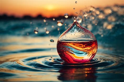 premium ai image drop creating ripple effect in liquid