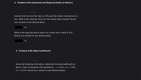 Solved 4 Problem 8 04 Expected And Required Rates Of Chegg Com