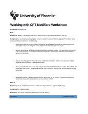 Working With CPT Modifiers Worksheet Docx Working With CPT Modifiers