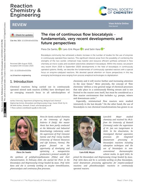 Pdf The Rise Of Continuous Flow Biocatalysis Fundamentals Very