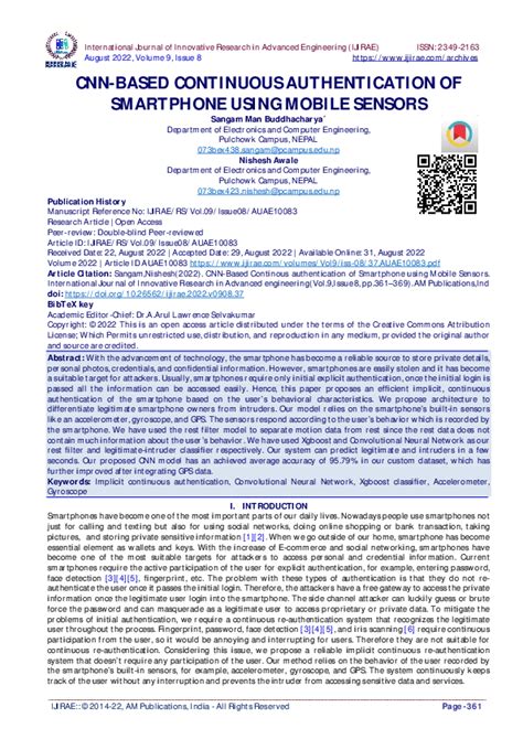 Pdf Cnn Based Continuous Authentication Of Smartphones Using Mobile