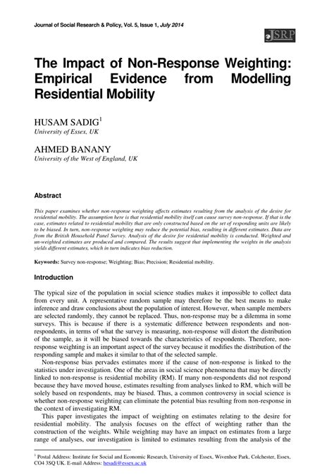Pdf The Impact Of Non Response Weighting Empirical Evidence From