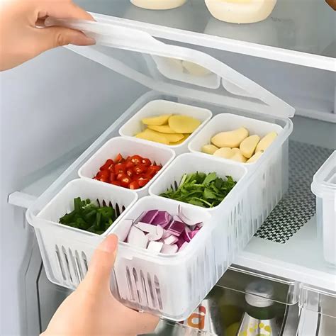 Salad Bar Containers For Fridgereusable Kitchen Scallion Storage Box