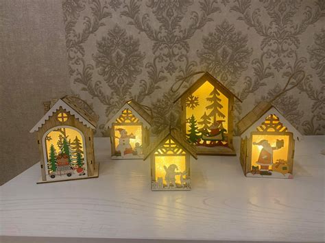 4u 🏠🎄 საახალწლო ხის სახლები განათებით პატარა სახლი 5