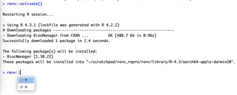 Do You Want To Proceed Prompt For Installing Biocmanager After Activation Doesn T Render