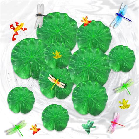 Gzgxkj 22pcs Floating Pond Plants Fake Pond Outdoor Artificial Pond Plants Water Plants For