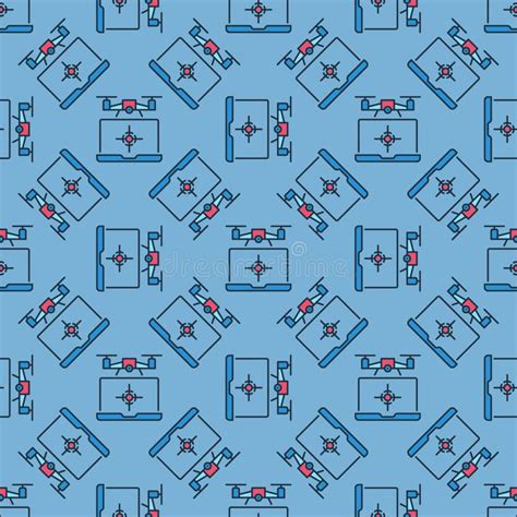 Laptop And Quadcopter Vector Drone Concept Colored Pattern Stock Illustration Illustration Of