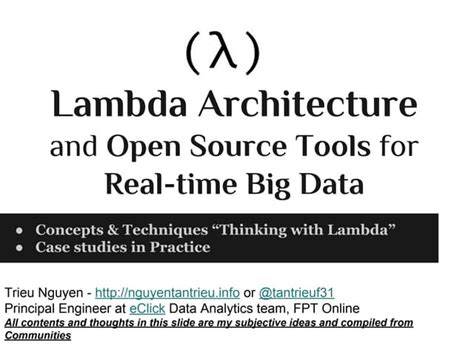 Lambda Architecture And Open Source Technology Stack For Real Time Big Data Pdf Cloud