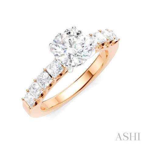 78 Ctw Round Shape Princess And Round Cut Diamond Semi Mount Engageme