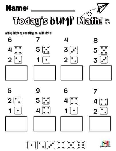 Bump Math Adding On Subitizing Dots Dice By Learning To Launch