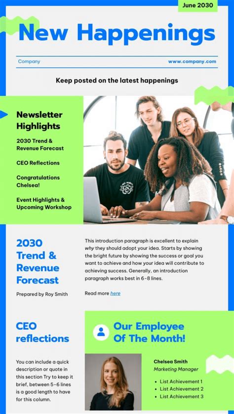 Business Newsletter Examples