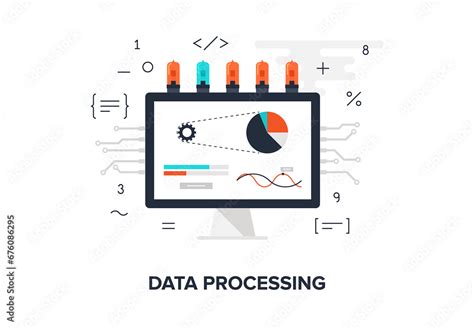 Abstract Flat Vector Illustration Of Data Processing Concept Isolated On White Background