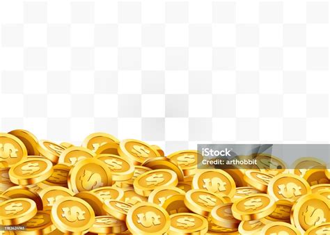 황금 빛나는 동전입니다 오래된 금속 돈의 큰 무리 귀중한 고가의 보물 3차원 형태에 대한 스톡 벡터 아트 및 기타 이미지 3차원 형태 개념 개체 그룹 Istock