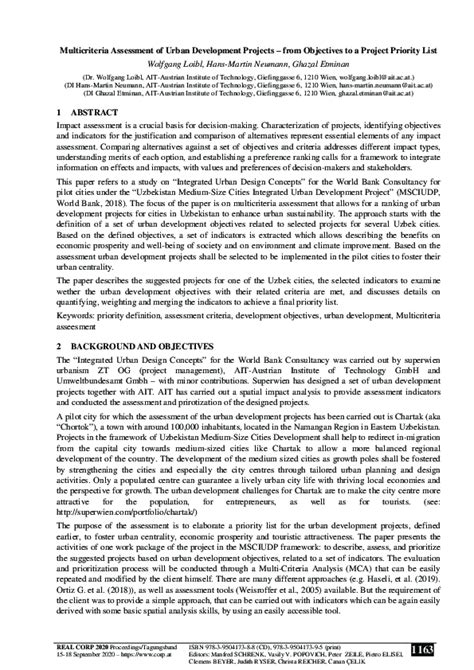 Pdf Multicriteria Assessment Of Urban Development Projects From Objectives To A Project
