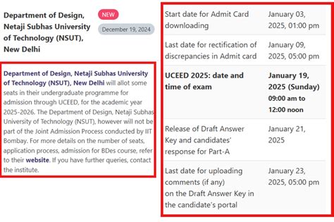 netaji subhas university of technology b des admission 2025 through uceed check details here