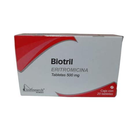 Biotril Eritromicina 500mg 20tabs Mexipharmacy Farmacia Online En