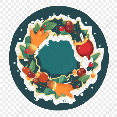 어두운 배경 클립 아트에 만화 크리스마스 장식처럼 보이는 크리스마스 화환 벡터상표 Png 일러스트 무료 다운로드 Lovepik