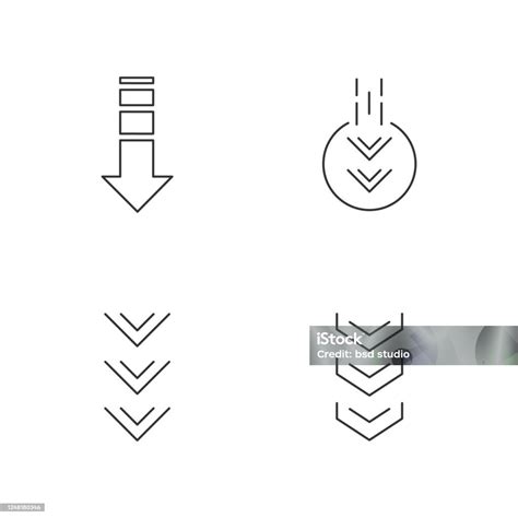 아래쪽 화살표 픽셀 완벽한 선형 아이콘 세트 원으로 이중 화살촉 스크롤 다운 버튼 사용자 정의 가능한 얇은 선 윤곽 심볼 격리된 벡터 개요 그림입니다 편집 가능한 스트로크