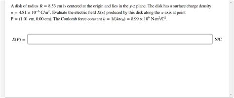 Solved A Disk Of Radius R 8 53 Cm Is Centered At The Chegg Com