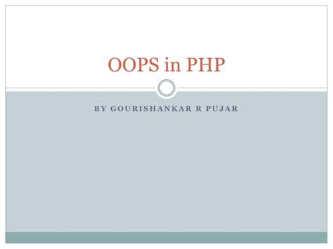 Oops In Php Ppt