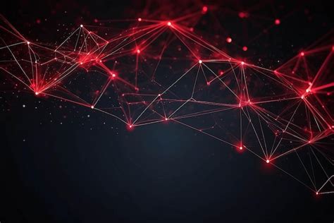 Premium Photo Abstract Red Polygonal Space Dark Background With Connecting Dots And Lines
