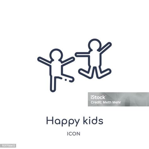 자선 개요 컬렉션에서 선형 행복 한 아이 아이콘입니다 얇은 선 행복 한 아이 벡터 흰색 배경에 고립입니다 행복 한 아이 유행 그림 아이에 대한 스톡 벡터 아트 및 기타