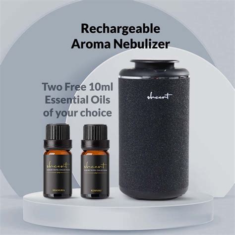Shcent Rechargeable Aroma Nebulizer Diffuser Waterless For Car 2 Free Hotel Essential Oil