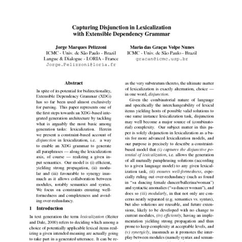 Capturing Disjunction In Lexicalization With Extensible Dependency Grammar Acl Anthology