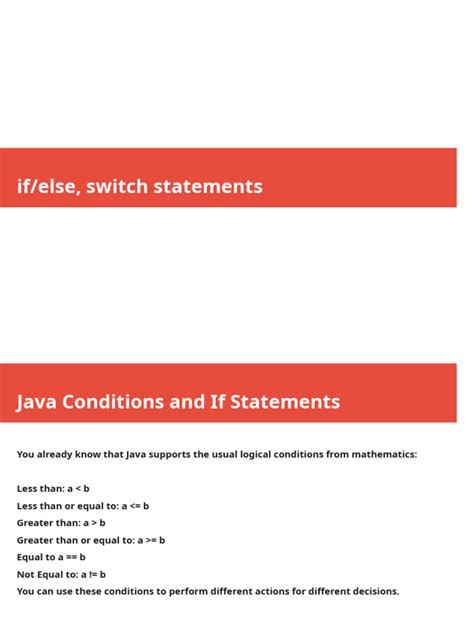 Java Ifelse And Switch Statements Guide Pdf Software Engineering