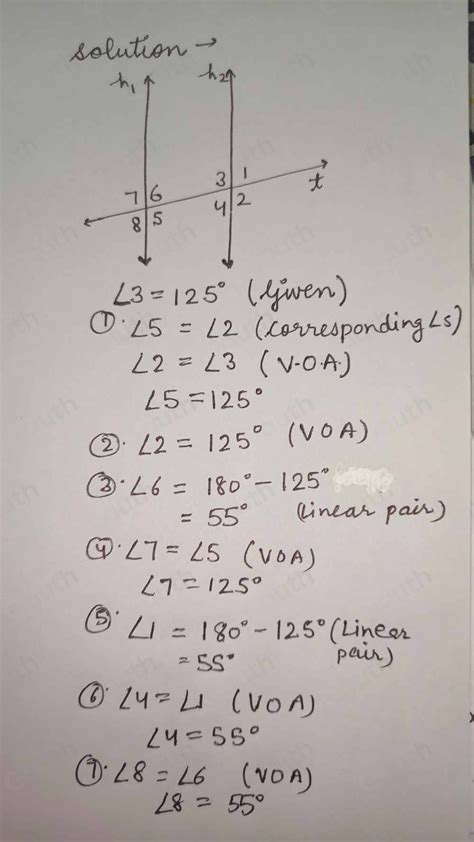 Solved Directions Use The Figure On The Right To Iff ∠ 3 125° 7