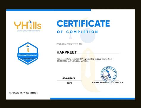 Harpreet On Linkedin Java Yhills Softwaredevelopment Internship