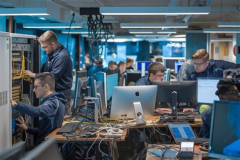 It Technicians Repairing Computers And Troubleshooting Servers It