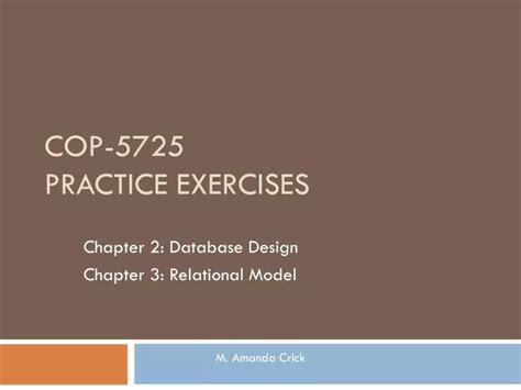 Ppt Cop 5725 Practice Exercises Powerpoint Presentation Free