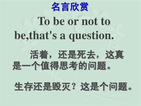 “生存还是毁灭，这是一个问题”是什么意思？ 布丁导航网