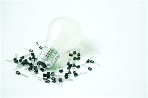 The Bulb And The Transistors Isolated Stock Image Image Of Glass Background 118343095