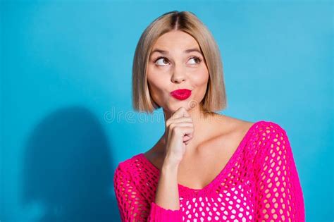 Photo Portrait Of Lovely Young Lady Look Minded Empty Space Dressed