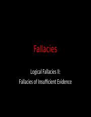 Logical Fallacies II Ppt Fallacies Logical Fallacies II Fallacies Of Insufficient Evidence