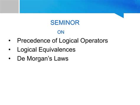 Discrete Mathematics Precedence Of Logical Operators Ppt