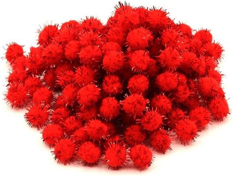 Scraftion 100pcs Glitter Tinsel Pom Poms Sparkle Balls For