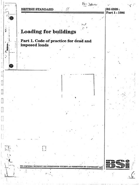 Bs 6399 Part1 1996 Loading For Buildings Pdf