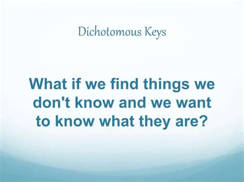 Dichotomous Key Presentation Suitable For Igcse Biology Level Ppt