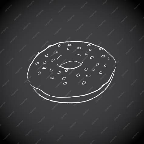 칠판 벡터 일러스트 레이 션에 도넛 아이콘의 칠판 그리기 프리미엄 벡터